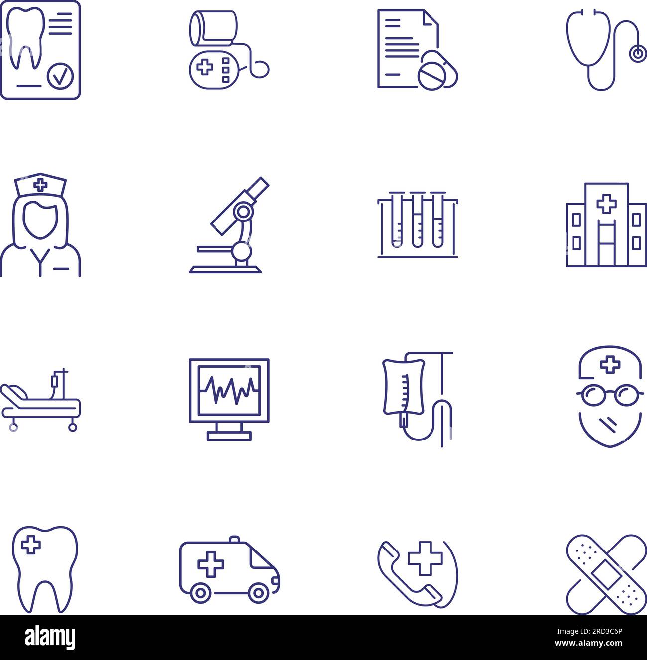 Medical service line icon set. Hospital, microscope Stock Vector Image ...