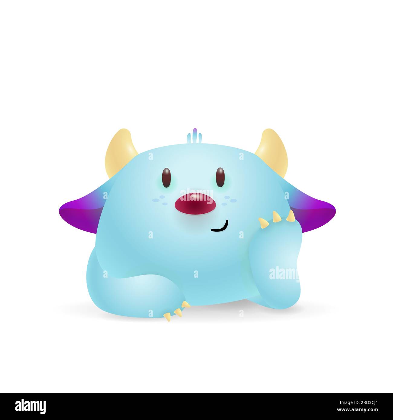 Cute blue cartoon monster illustration Stock Vector Image & Art - Alamy