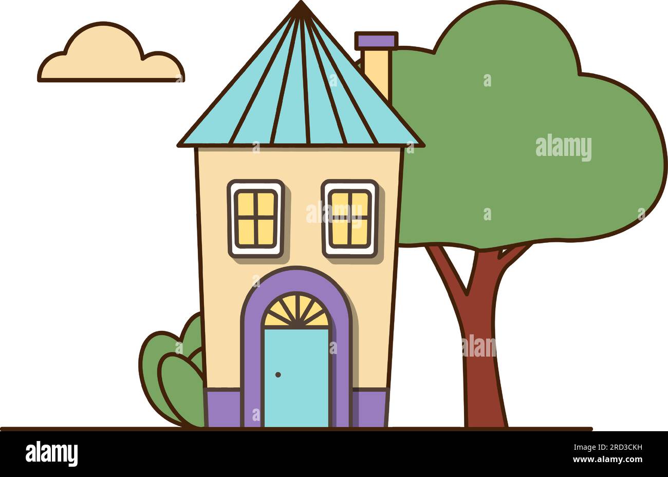 Vector house with a cone-roofed roof icon. Vector yellow house with a ...