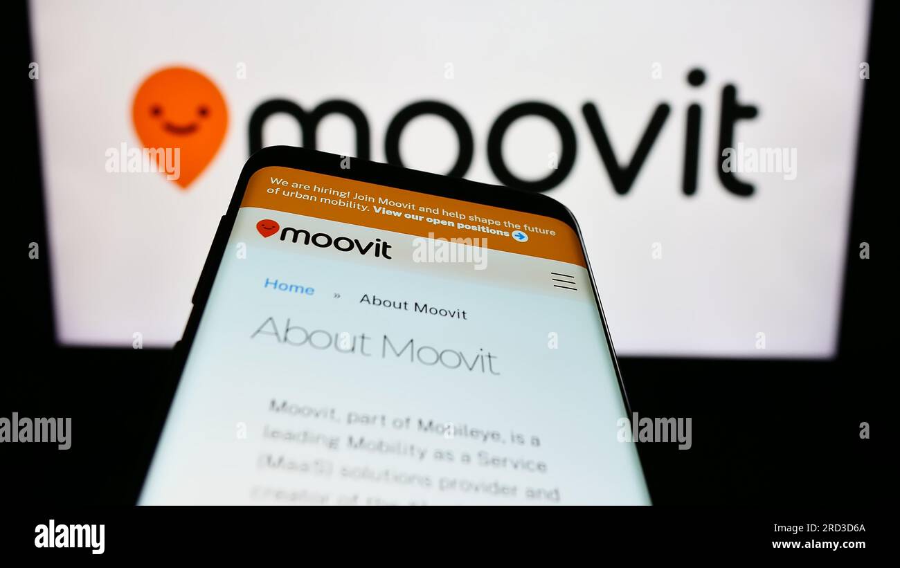 Smartphone with website of Israeli mobility company Moovit Inc. on ...
