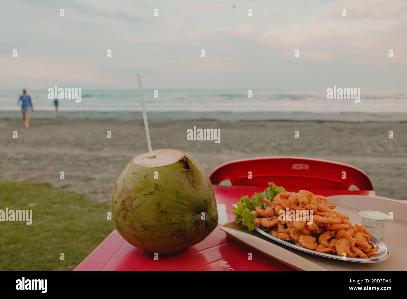 coconut and fried shrimp at the beach Stock Photo - Alamy