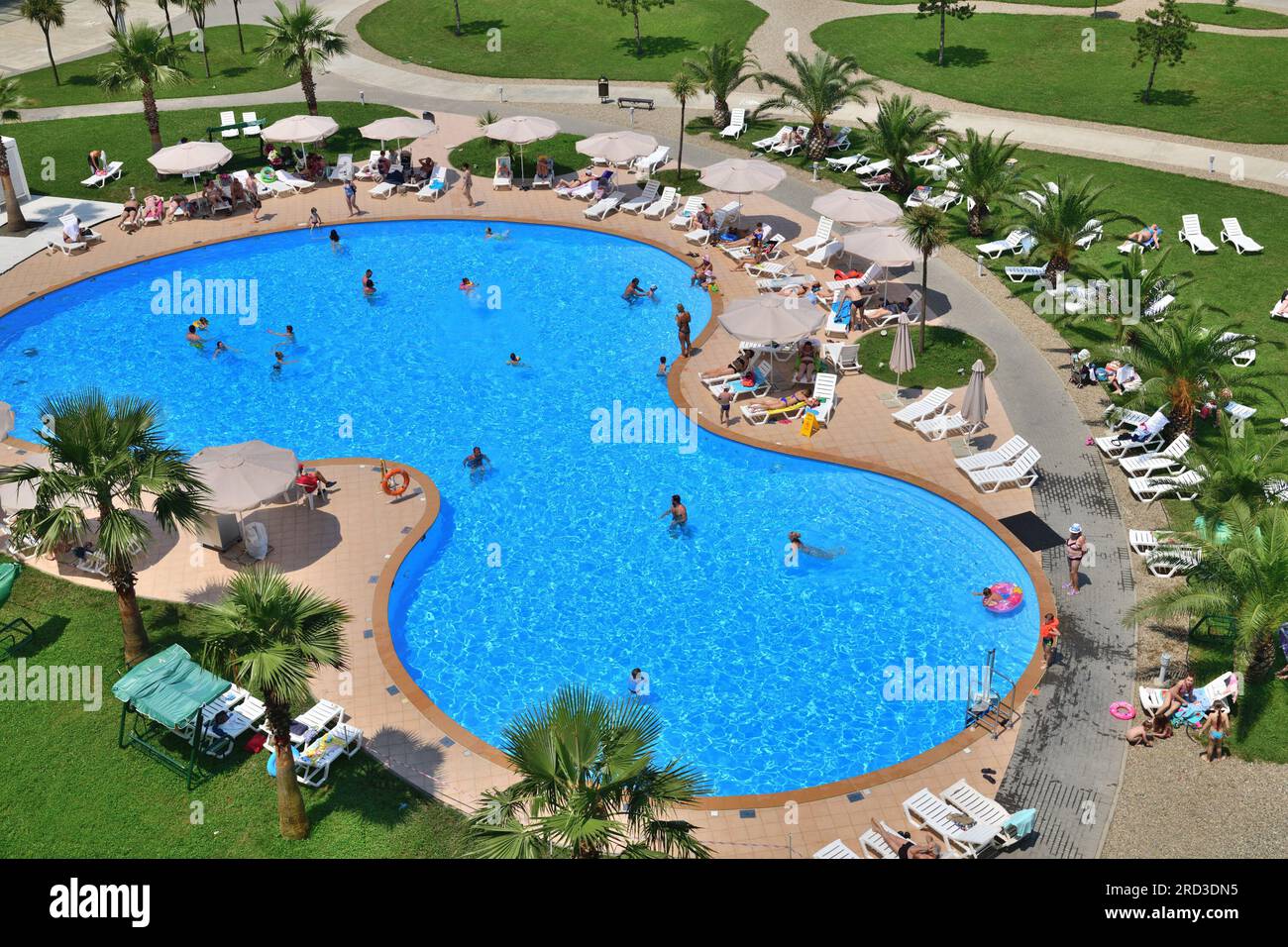 Sochi, Russia - June 1. 201 a swimming pool on territory of Sochi Park ...