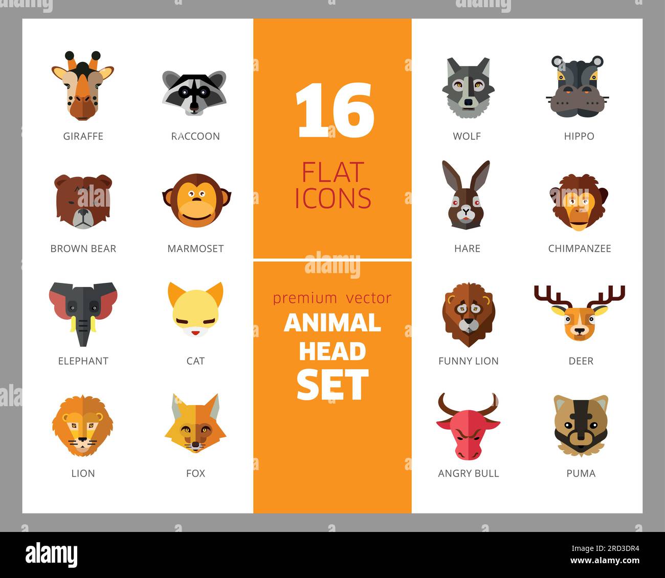 Animal head icons set1 Stock Vector Image & Art - Alamy