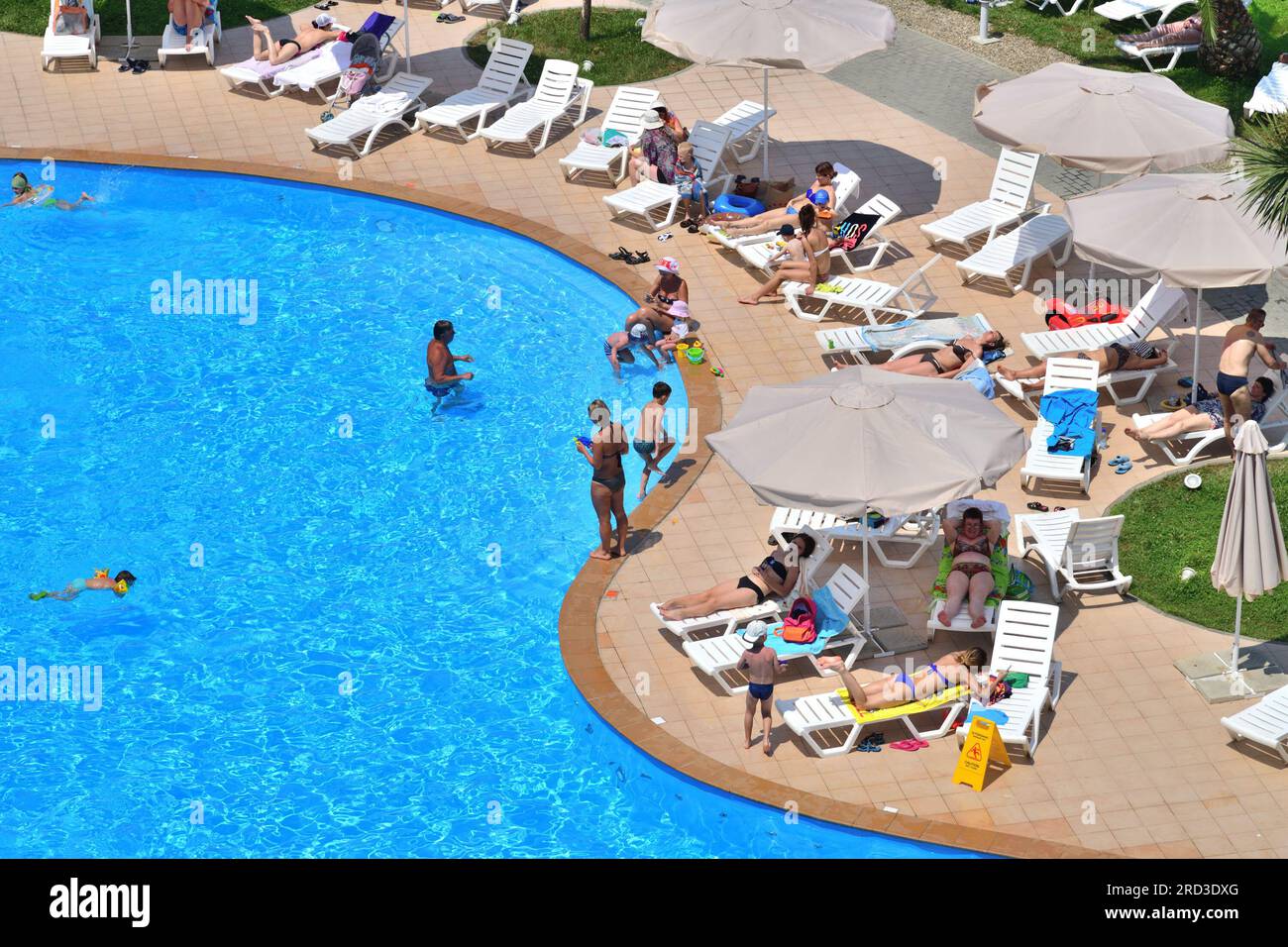 Sochi, Russia - June 1. 201 a swimming pool on territory of Sochi Park ...