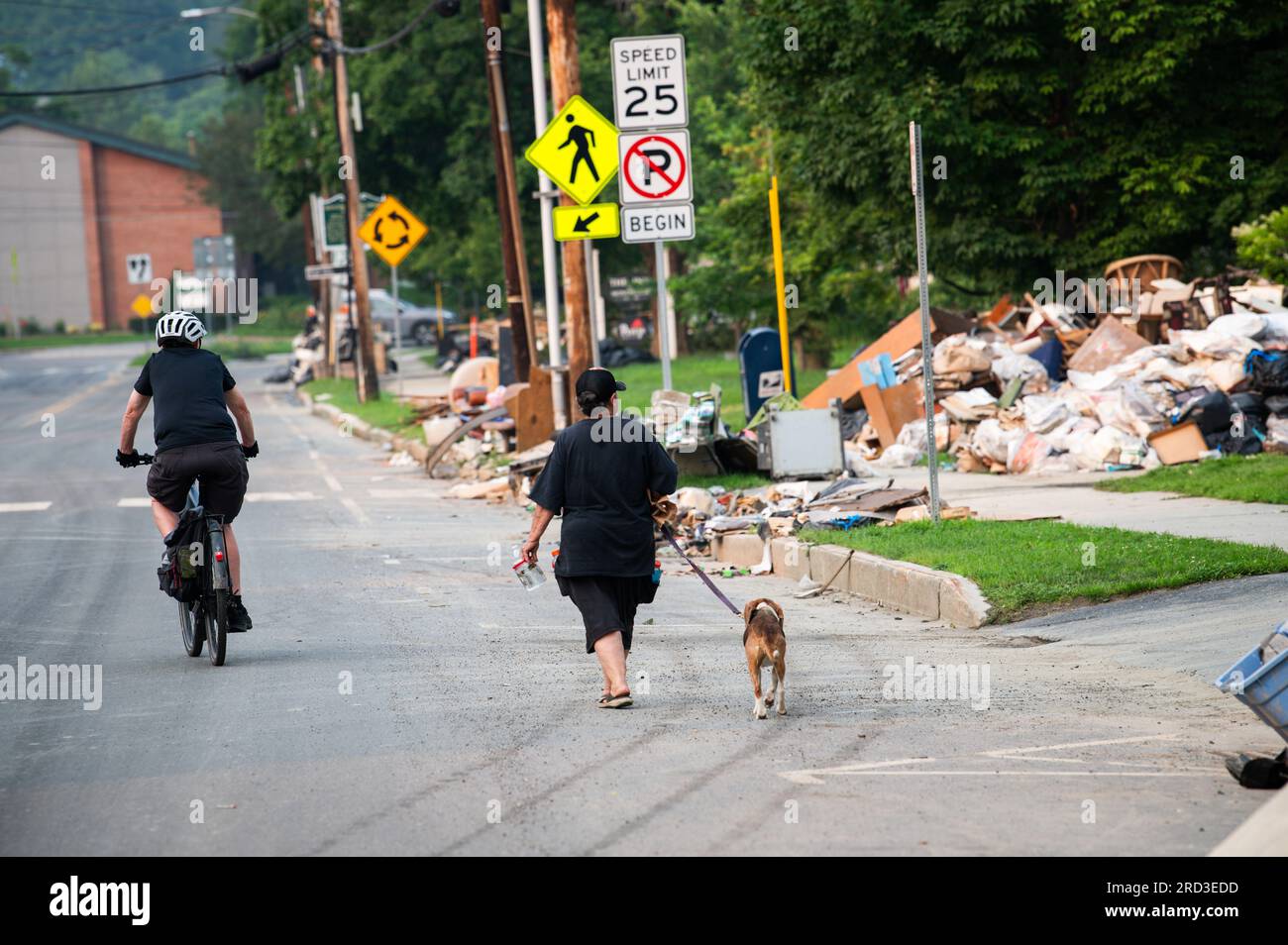 17 July 2023 Montpelier USA. Flood debris lines the streets of ...