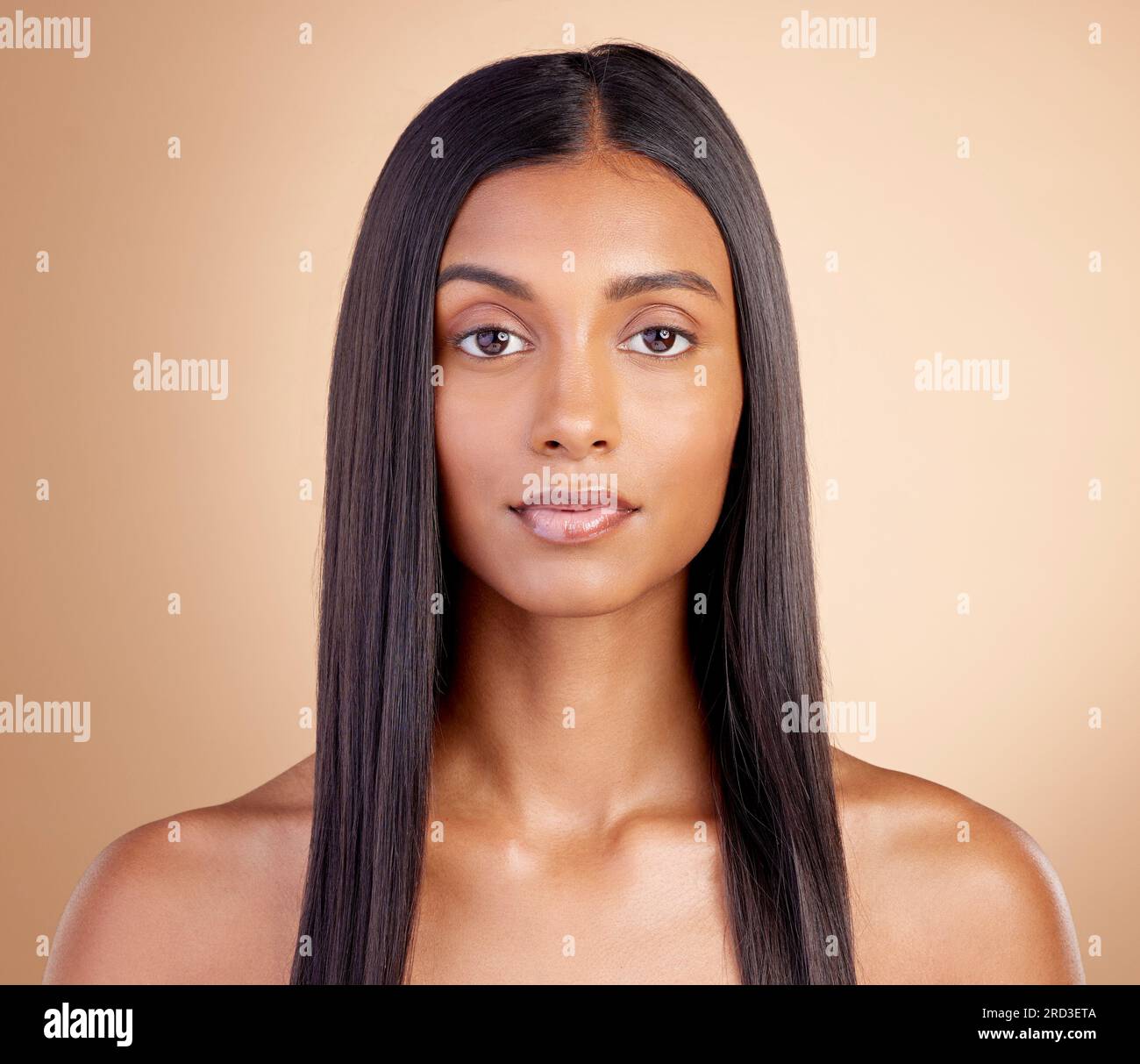 Portrait, hair care and Indian woman with beauty, cosmetics and ...