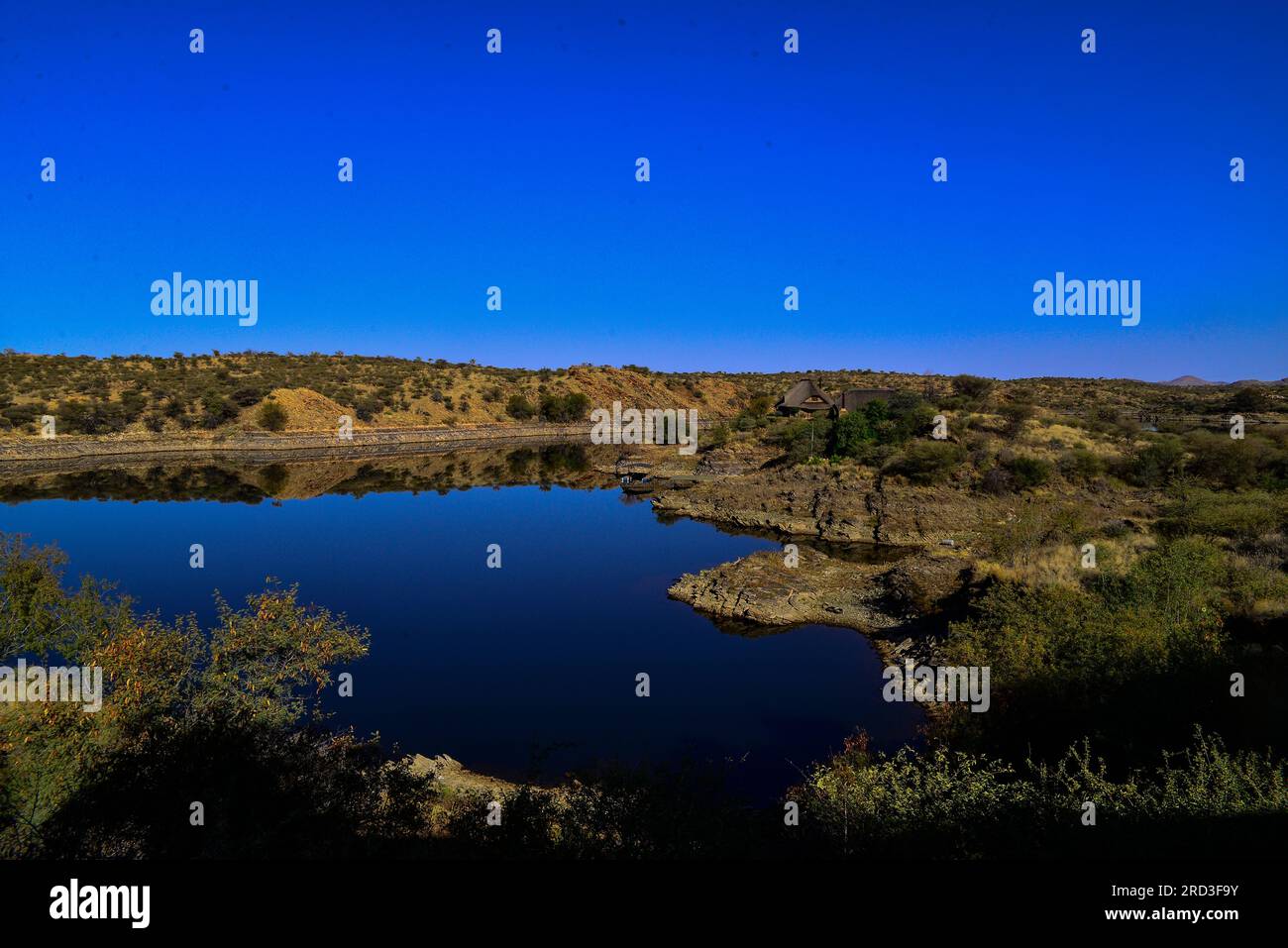 The peacefull Lake Oanob Resort, Namibia Stock Photo - Alamy