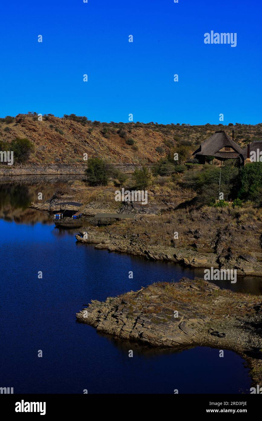 The peacefull Lake Oanob Resort, Namibia Stock Photo - Alamy