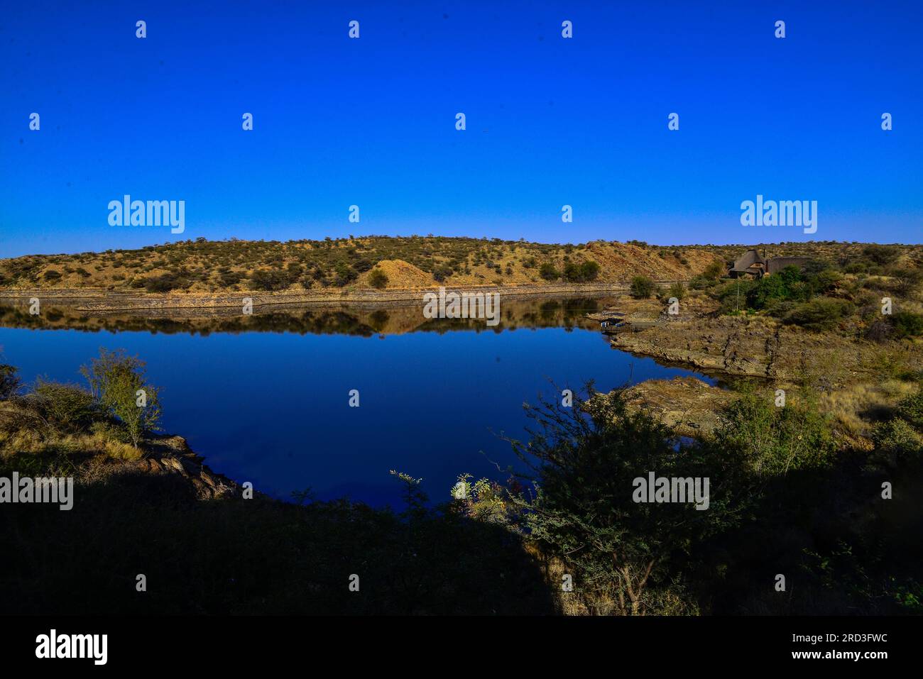 The peacefull Lake Oanob Resort, Namibia Stock Photo - Alamy