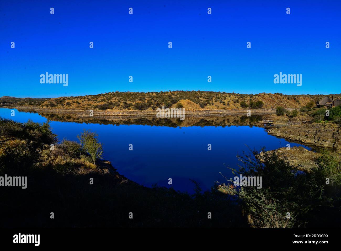 The peacefull Lake Oanob Resort, Namibia Stock Photo - Alamy