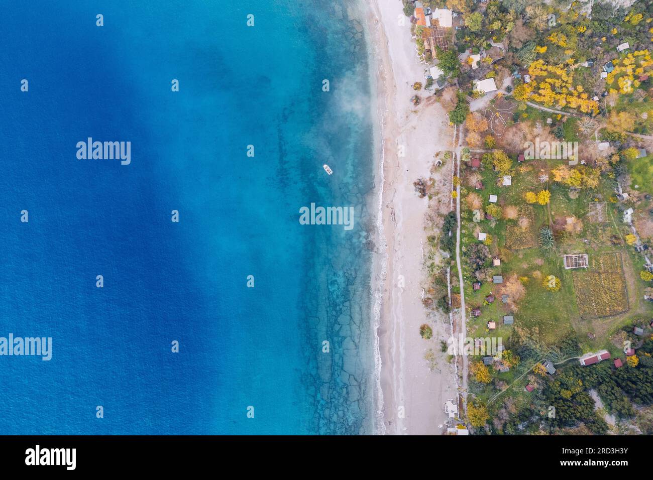 Aerial view of the paradisiacal idyllic coast with a sandy beach Stock ...