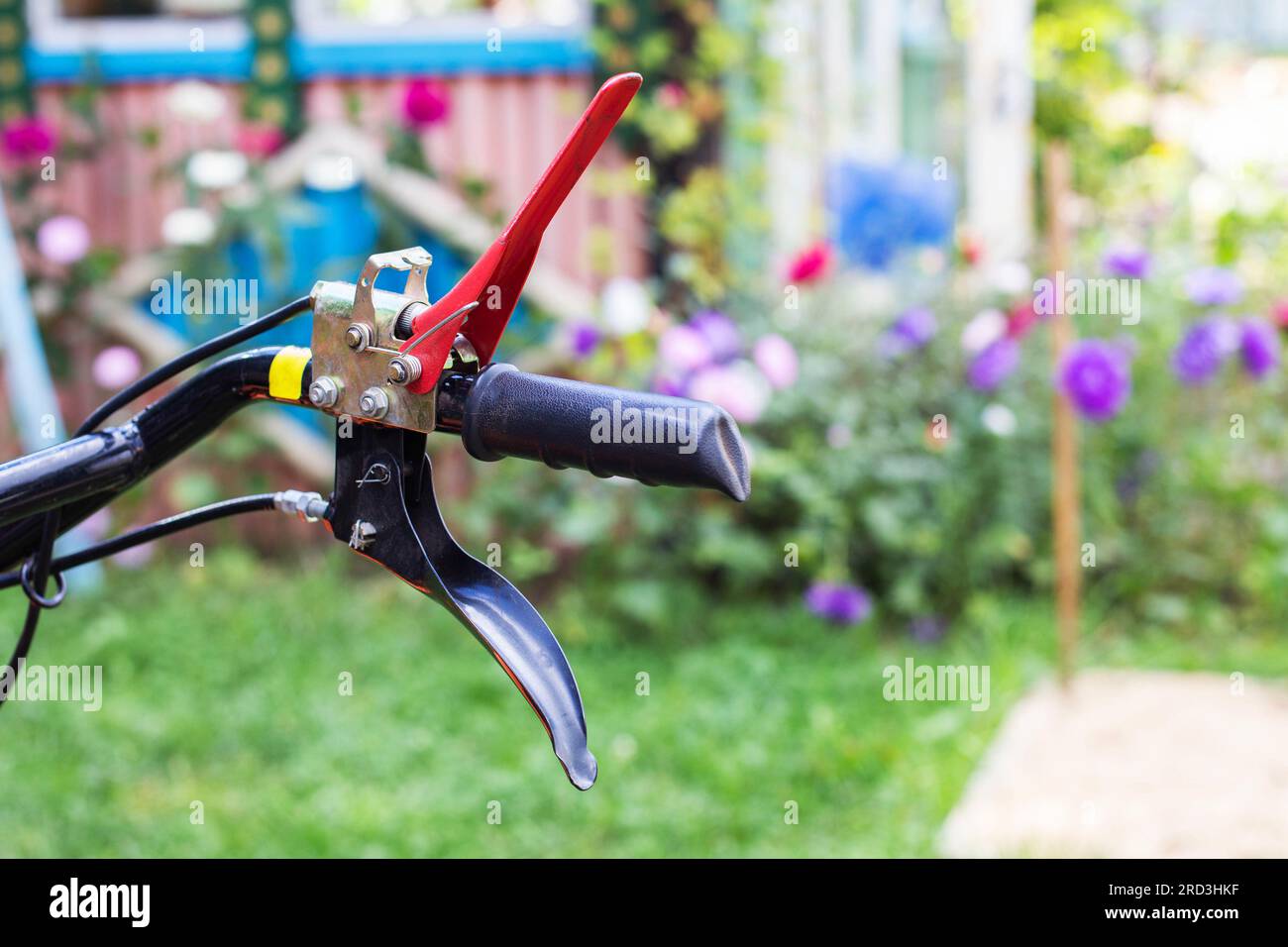 Motoblock handle with clutch and ignition switch. The handle of safe ...