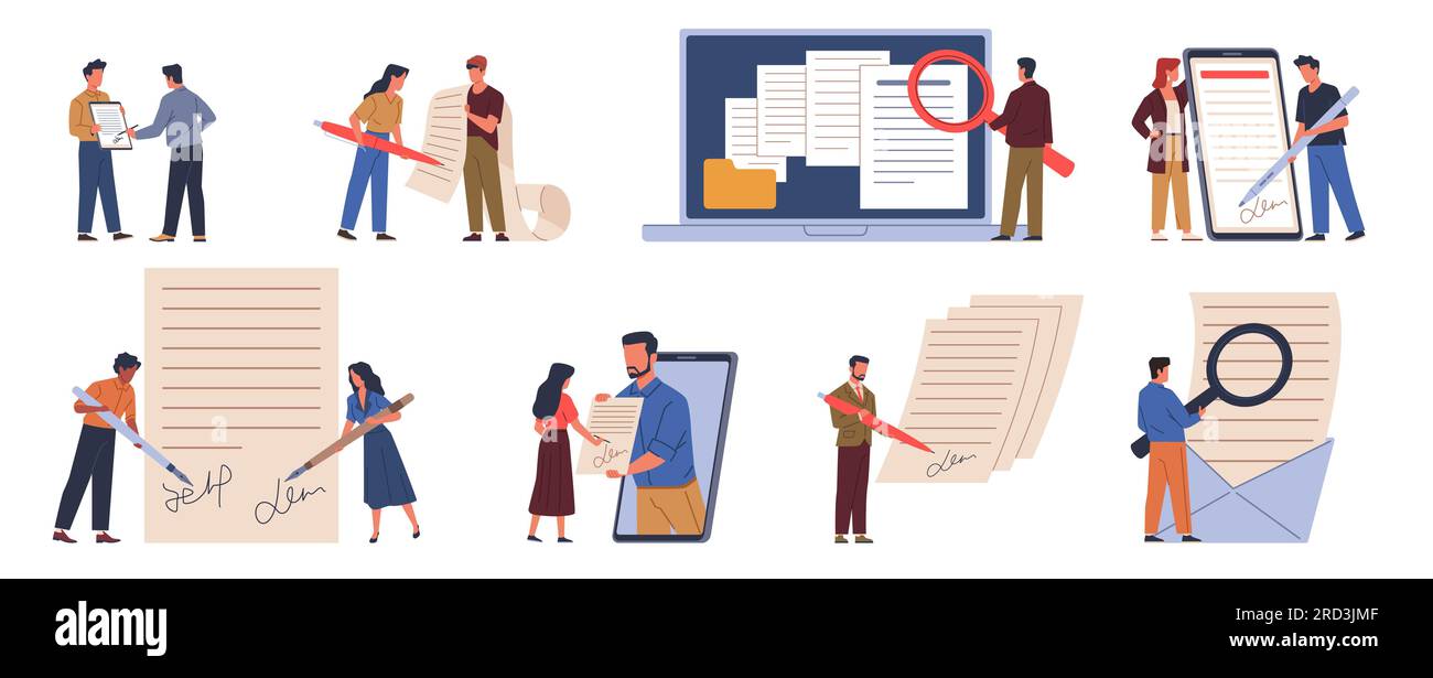 Contracts conclusion. Clients sign documents, settlement on paper ...