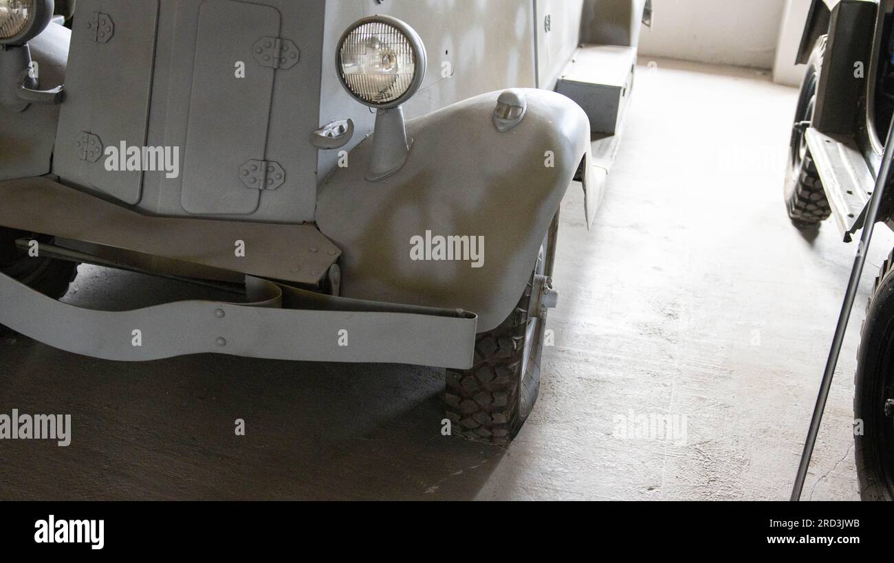Old armored light military vehicle of the second world war, antique ...