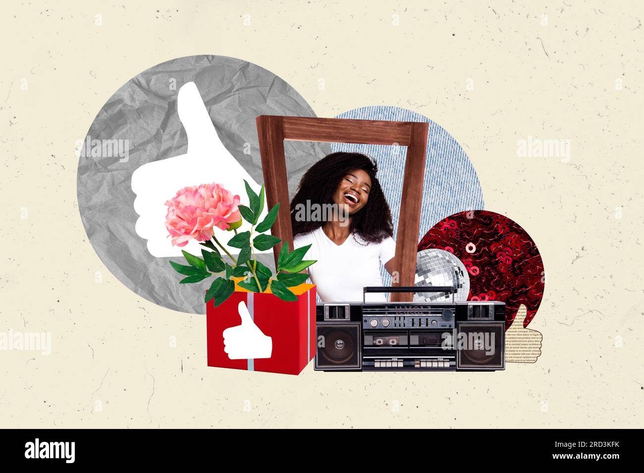 Creative composite collage photo artwork of funny african girl in frame ...