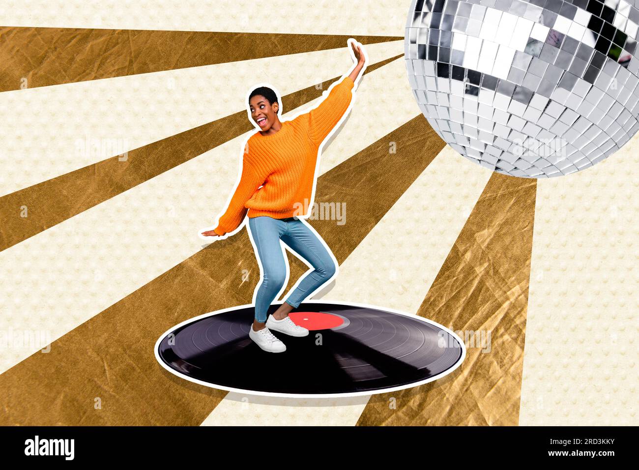 Collage template illustration of funky girl dance chill rhythm ...