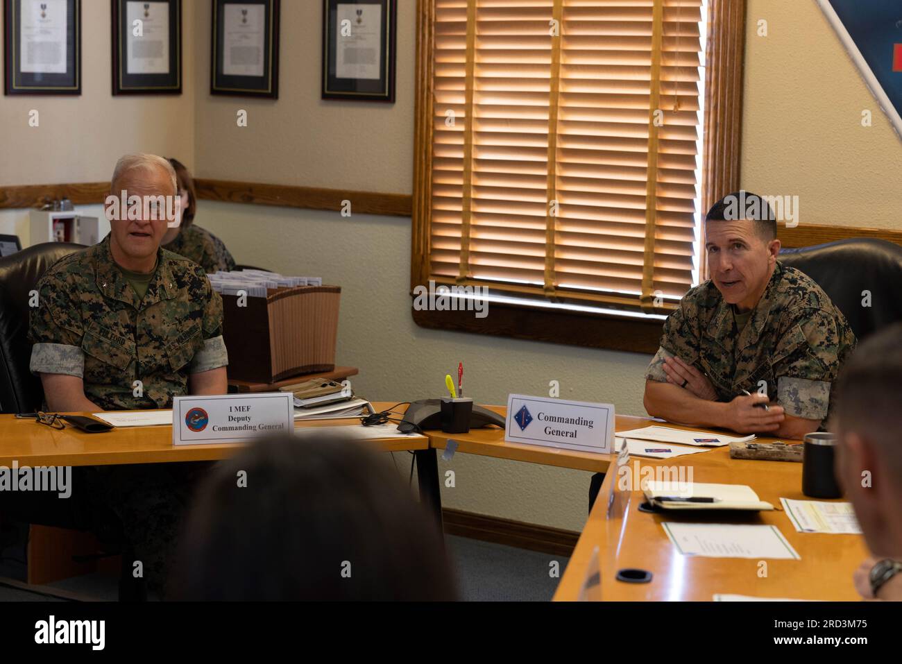 U.S. Marine Corps Maj. Gen. Benjamin T. Watson, right, the commanding ...