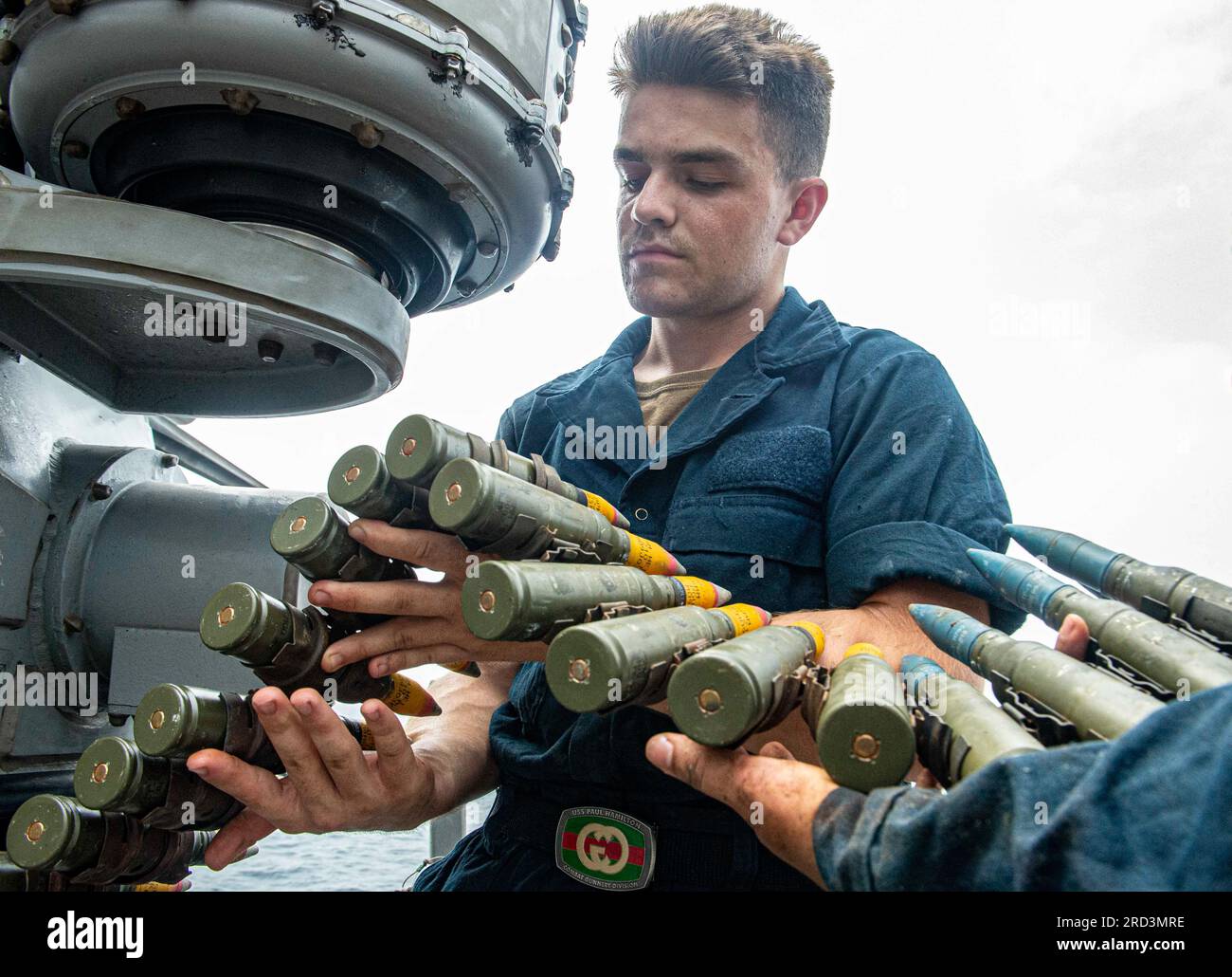 230627-N-NH267-1660 GULF OF OMAN (June 27, 2023) Griffin Shipman loads ...