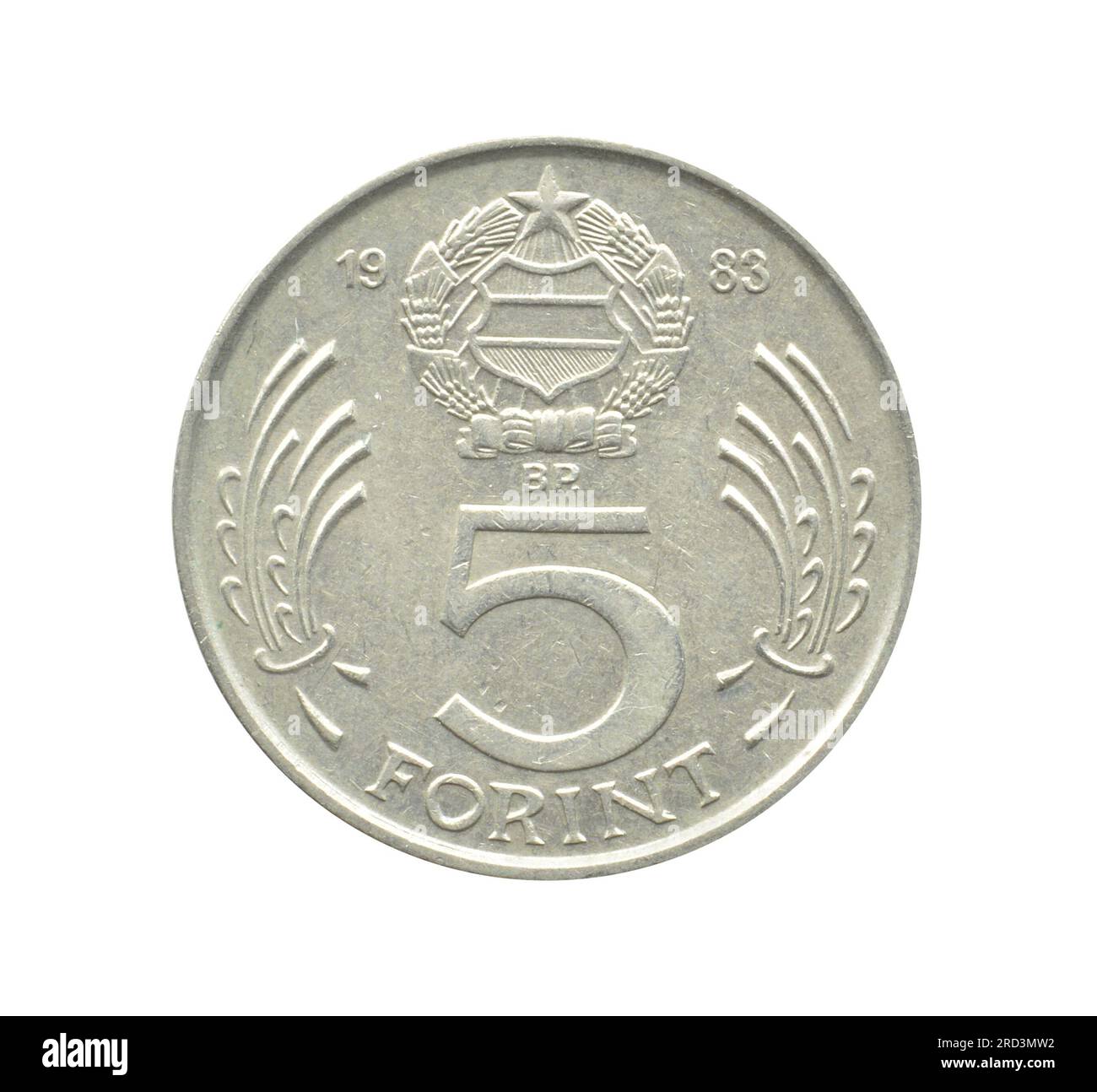 5 Forints coin made by Hungary, that shows Numeral value Stock Photo ...