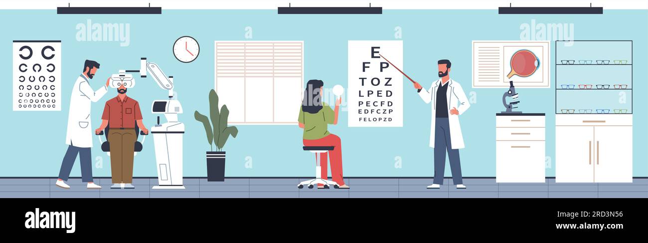 Visit to the eye doctor Stock Vector Images - Alamy