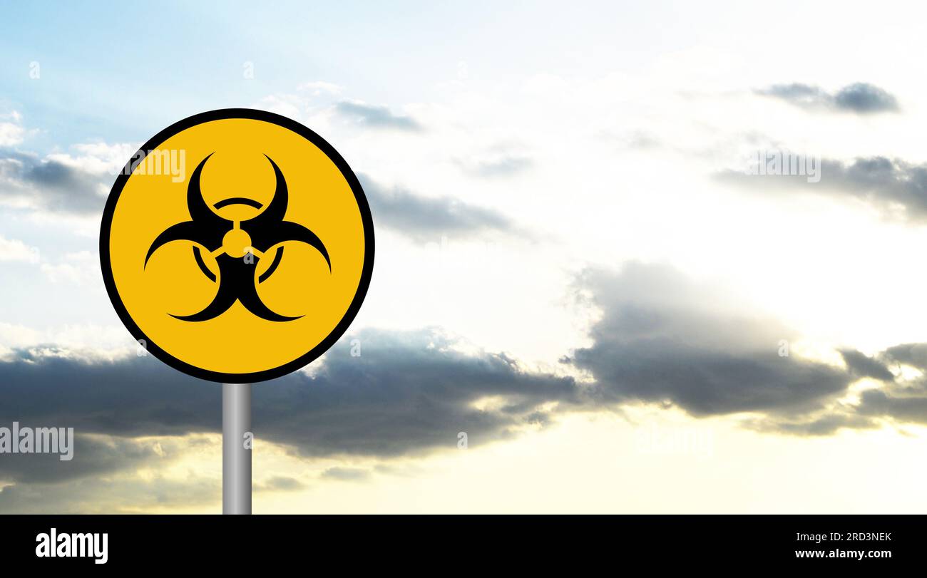 warning sign on sky background Stock Photo - Alamy