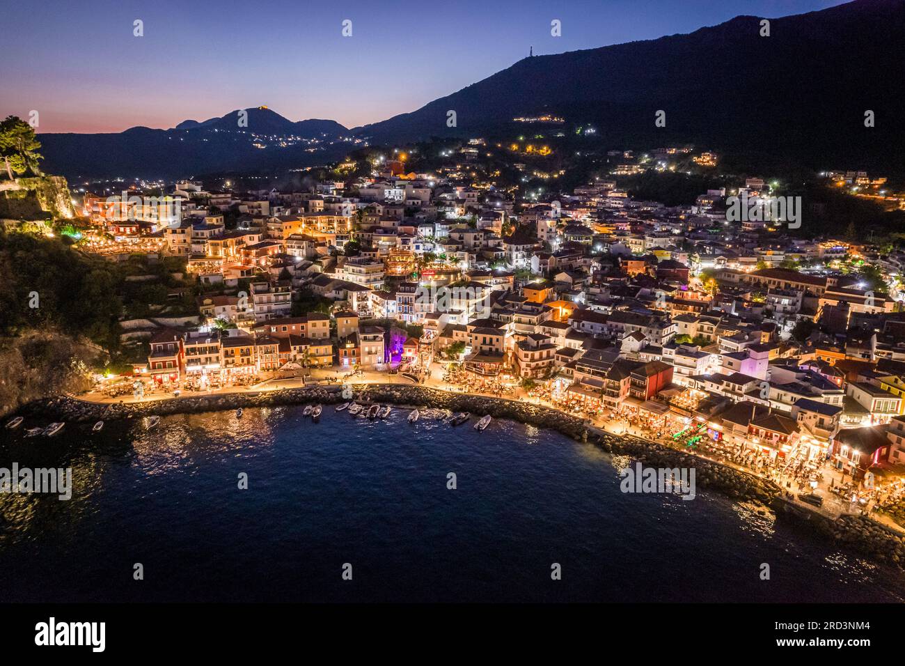 Parga at night, Greece Stock Photo - Alamy