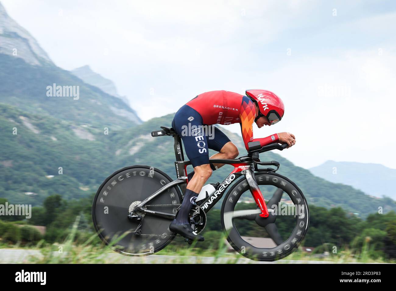 Combloux, France. 18th July, 2023. British Tom Pidcock of Ineos ...