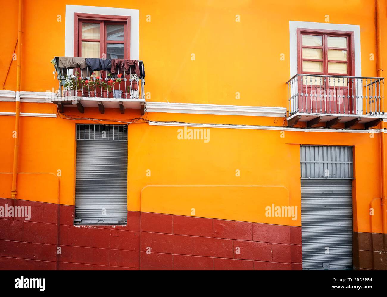 Street view of an old building facade with windows, architecture ...
