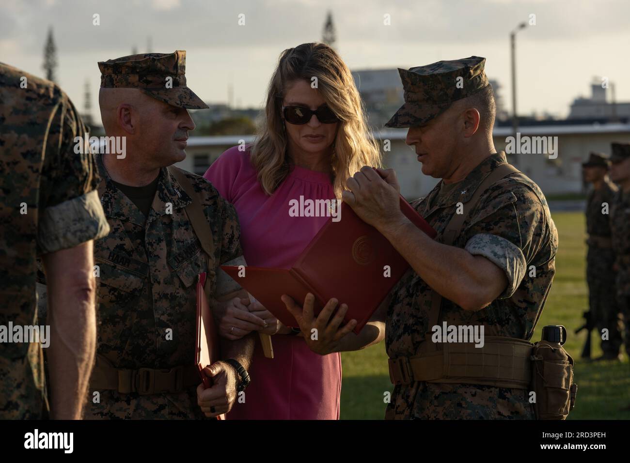 U.S. Marine Corps Brig. Gen. Adam L. Chalkley, right, commanding ...