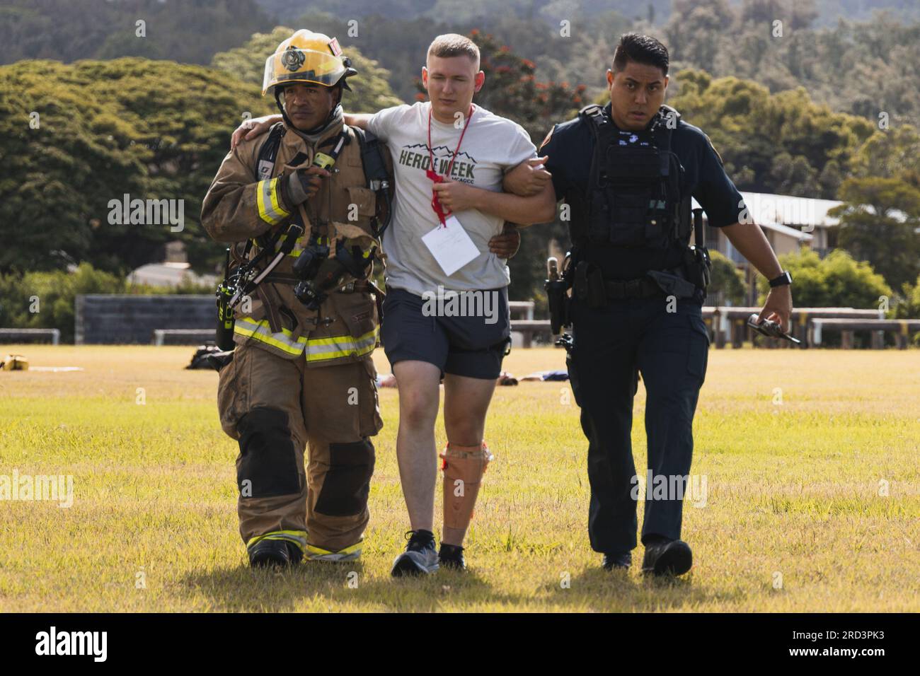 A federal firefighter and a military police officer with Marine Corps ...