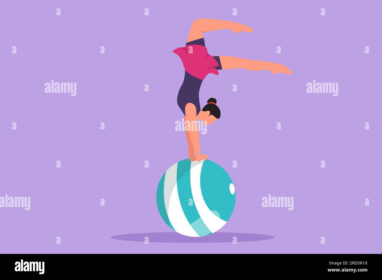 Character flat drawing of female acrobatic performers handstand dance ...