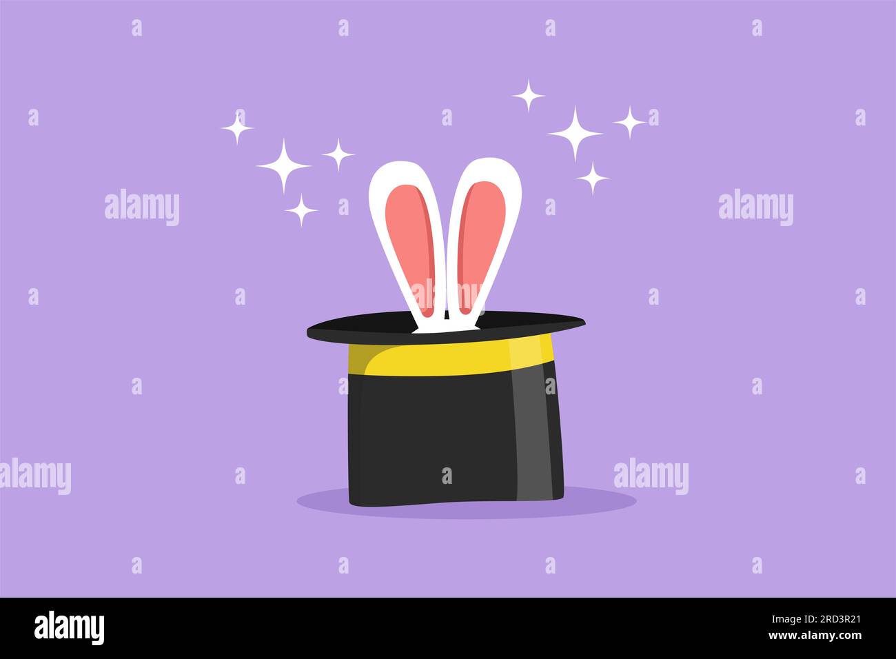 Graphic Flat Design Drawing Cute Bunny Ears Appear On The Magicians