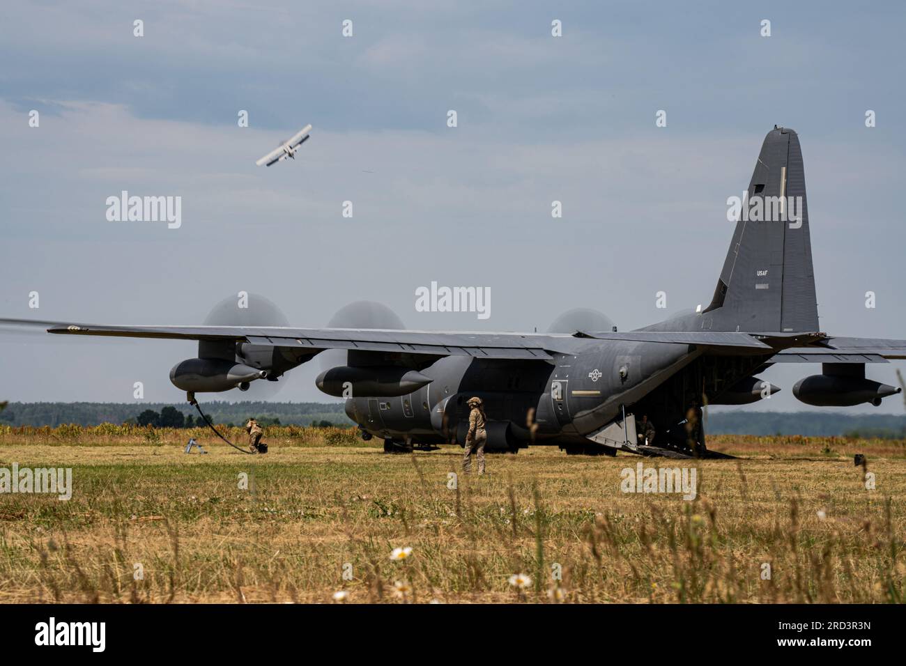A U.S. Air Force Forward Area Refueling Point specialist prepares to ...