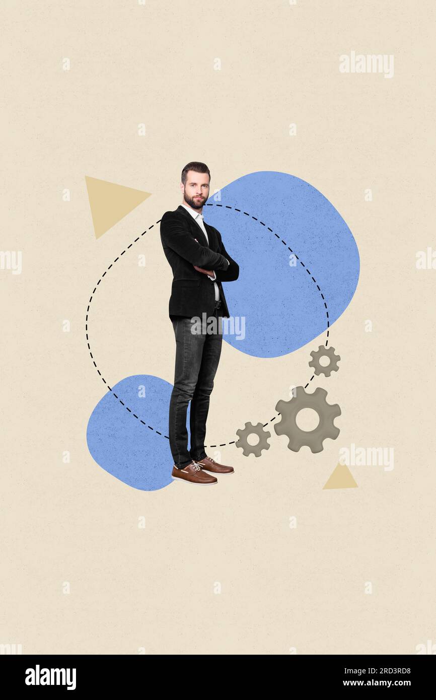 Ceo company collage illustration businessman folded arms confident ...