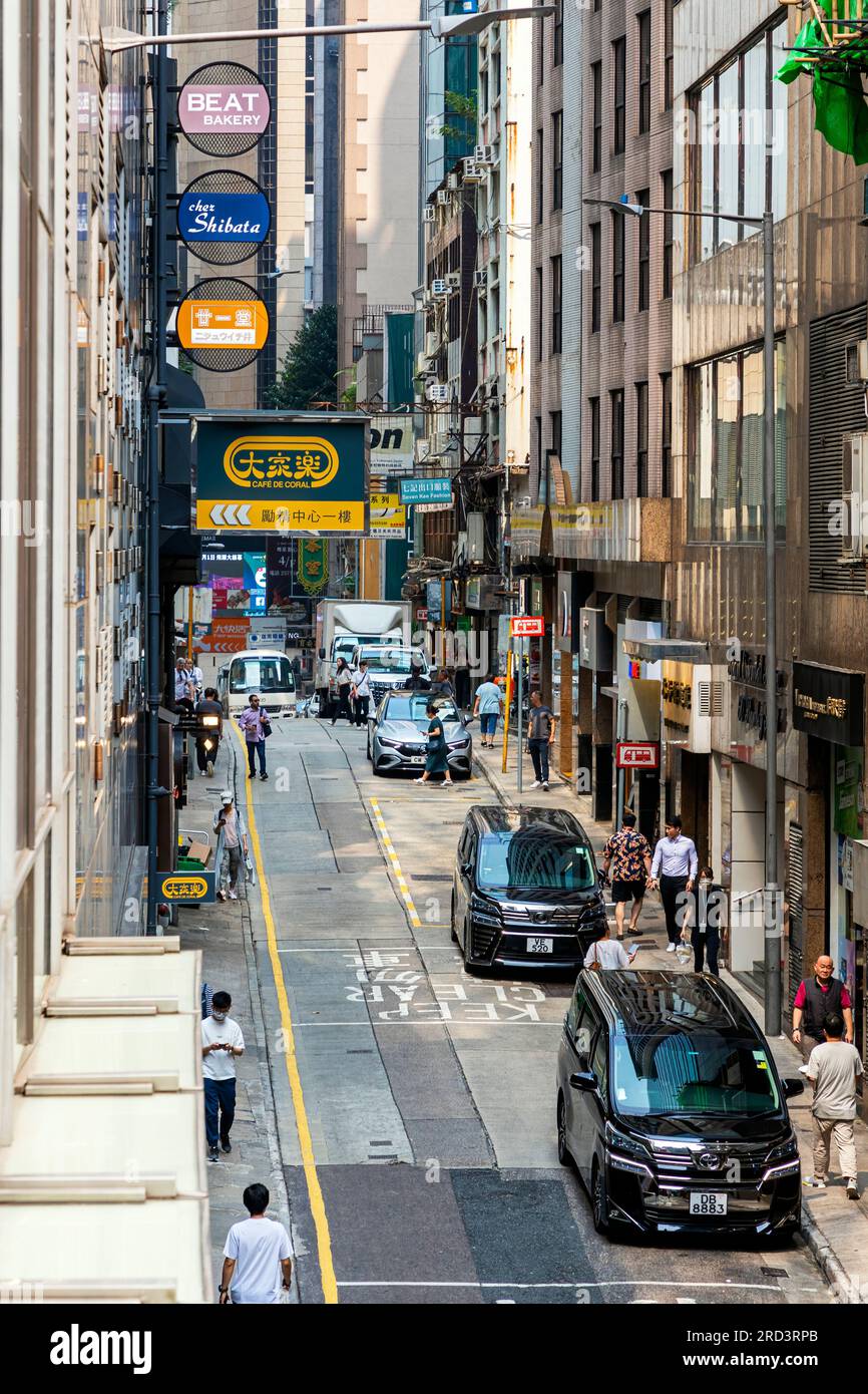 Buildings and traffic on Stanley Street, Central, Hong Kong, SAR, China ...