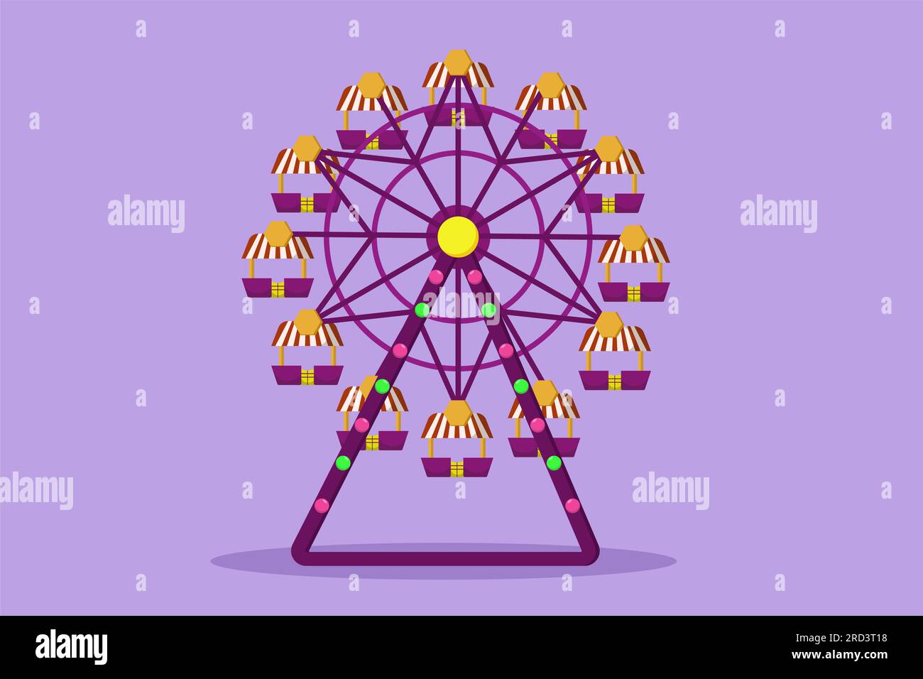 Graphic flat design drawing colorful ferirs wheel in an amusement park ...