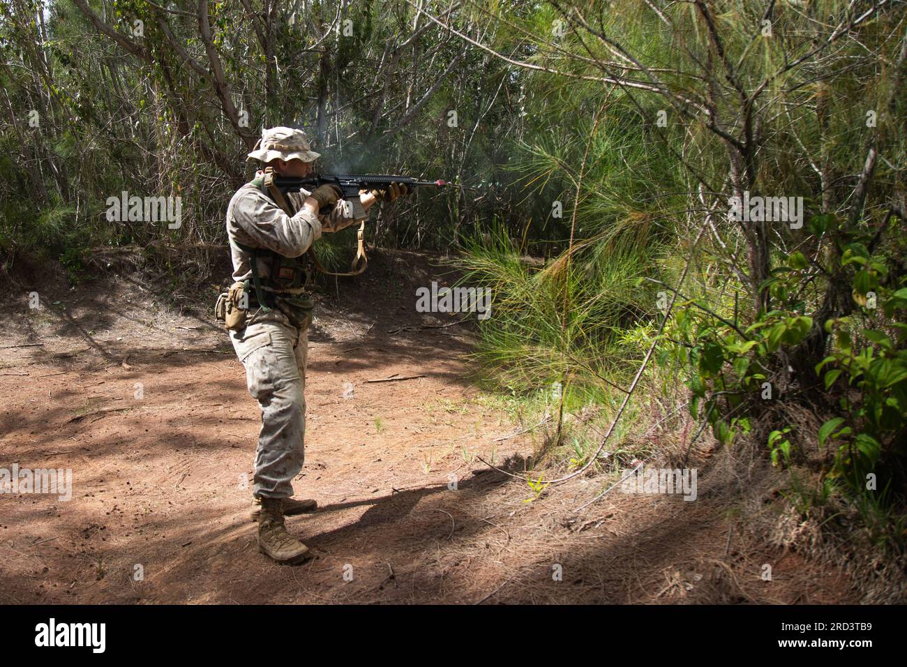 A U.S. Marine attached to Advanced Infantry Training Battalion, School ...
