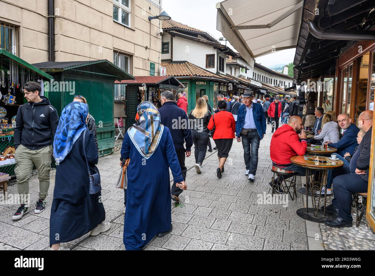 A street In the Baščaršija bazaar district in Sarajevo, Central Bosnia ...