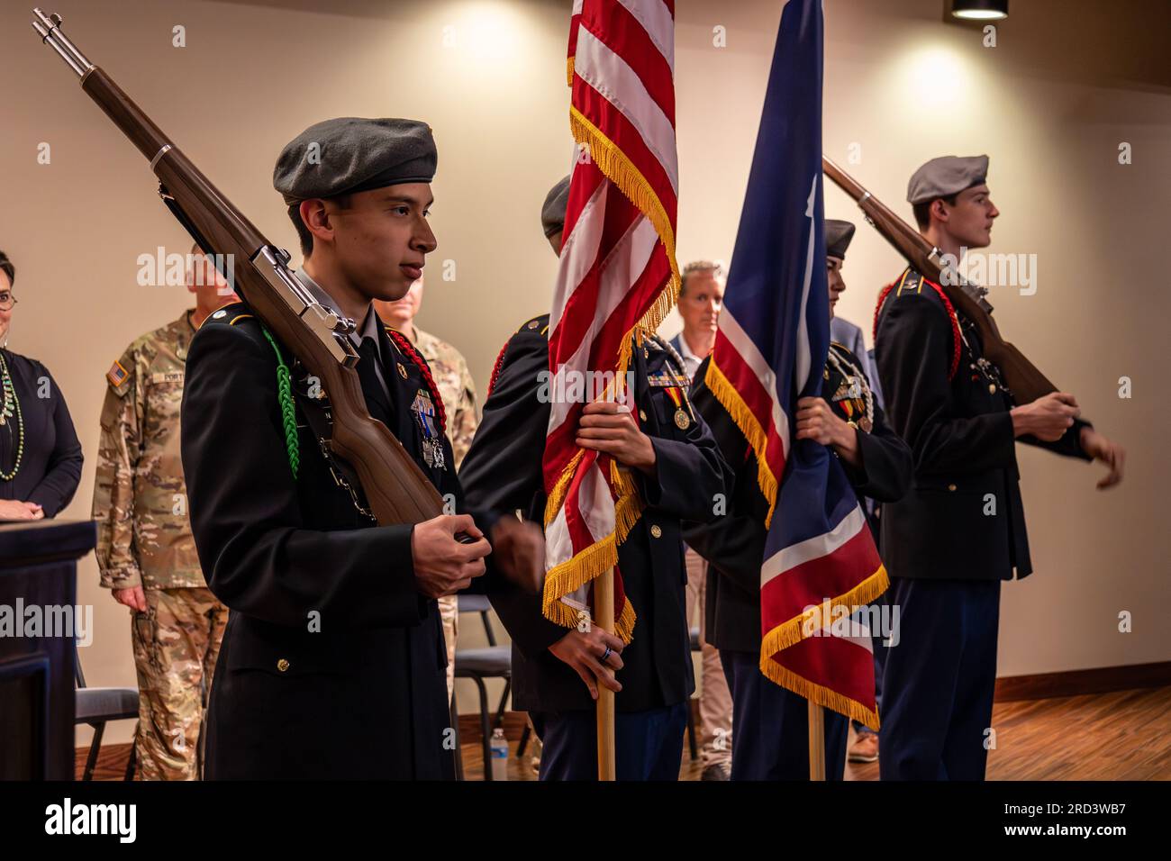The Central High School JROTC Color Guard posts the colors at the Joint ...