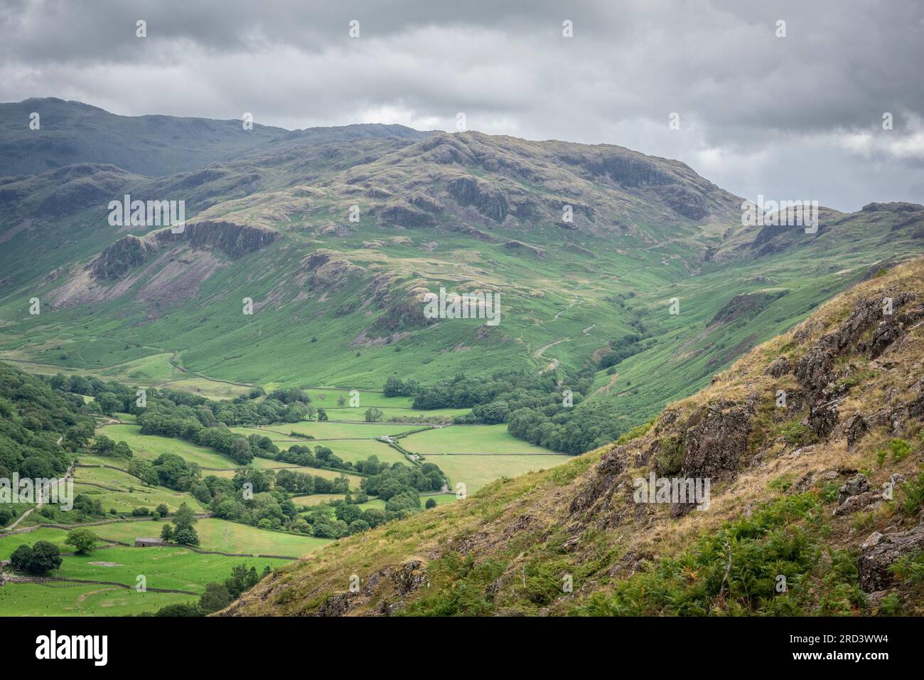 Hardknott Pass at the end of Eskdale, Lake District, Cumbria Stock ...