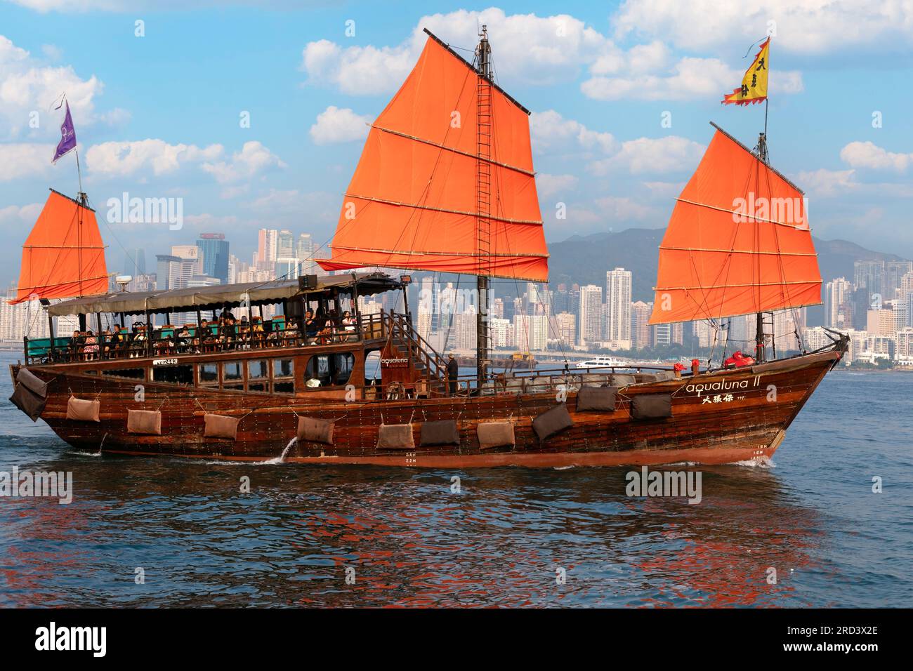 Tourist junk sailing in Victoria Harbour, Hong Kong, SAR, China Stock ...