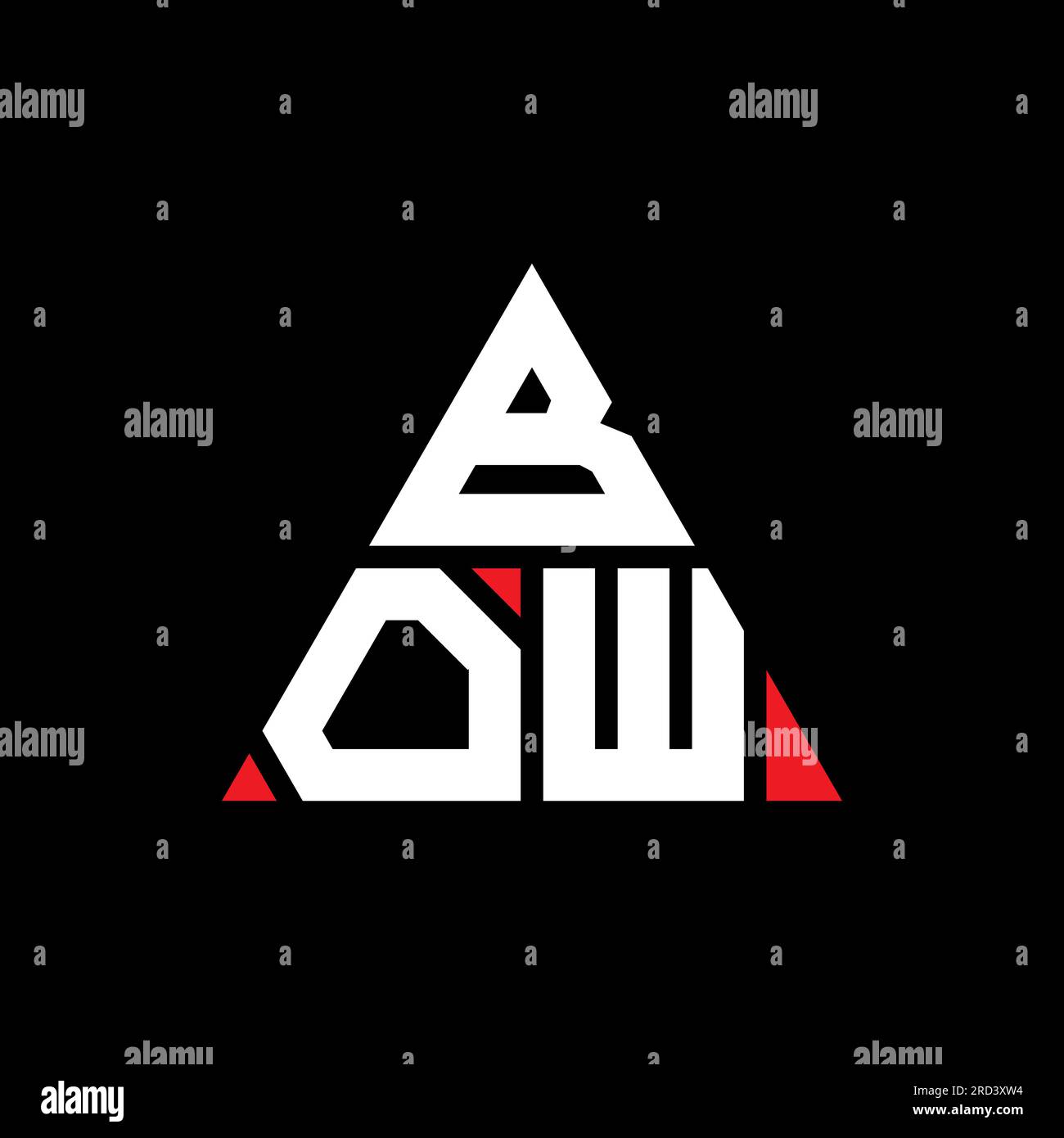 BOW triangle letter logo design with triangle shape. BOW triangle logo ...