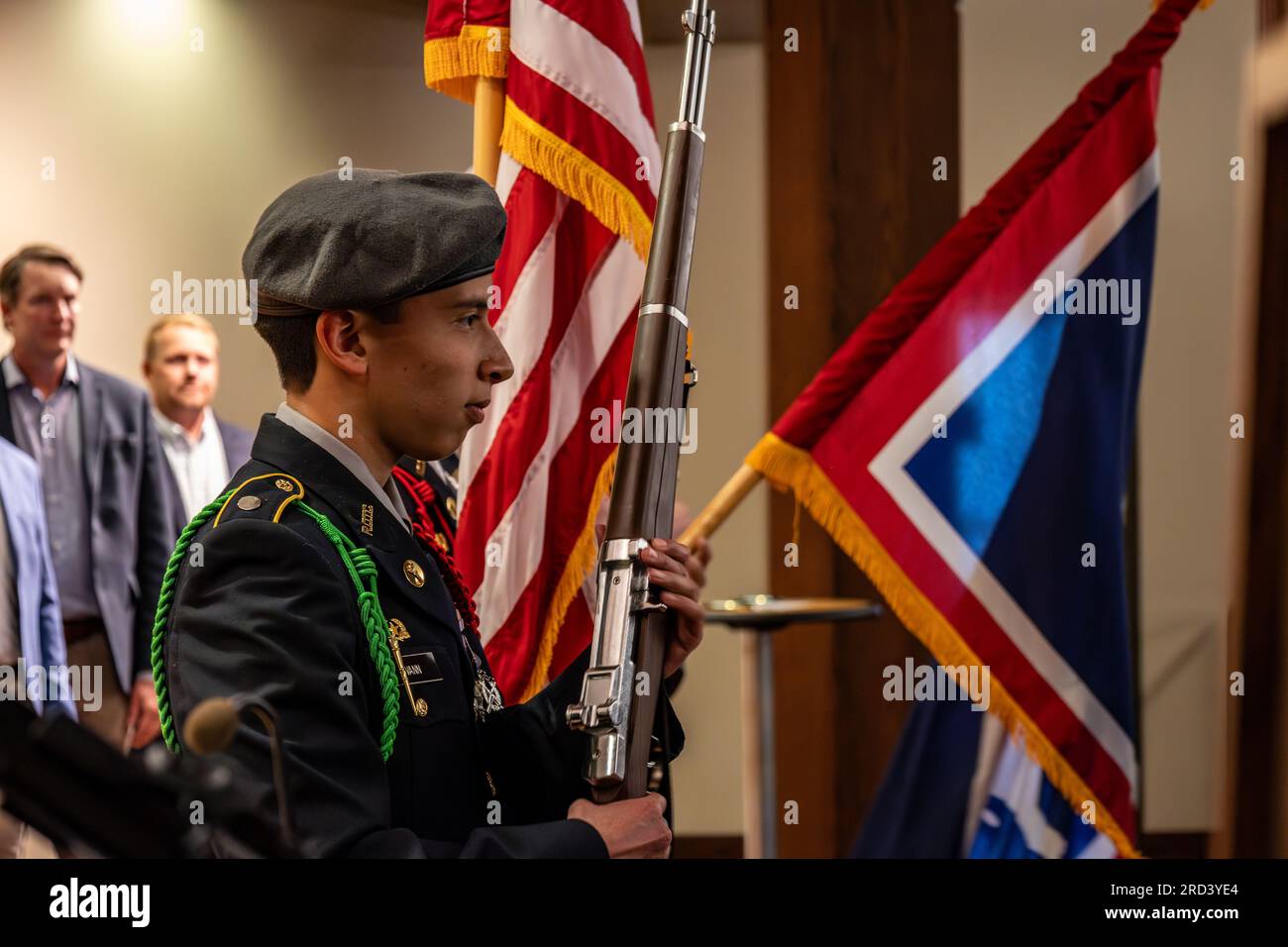 The Central High School JROTC Color Guard posts the colors at the Joint ...