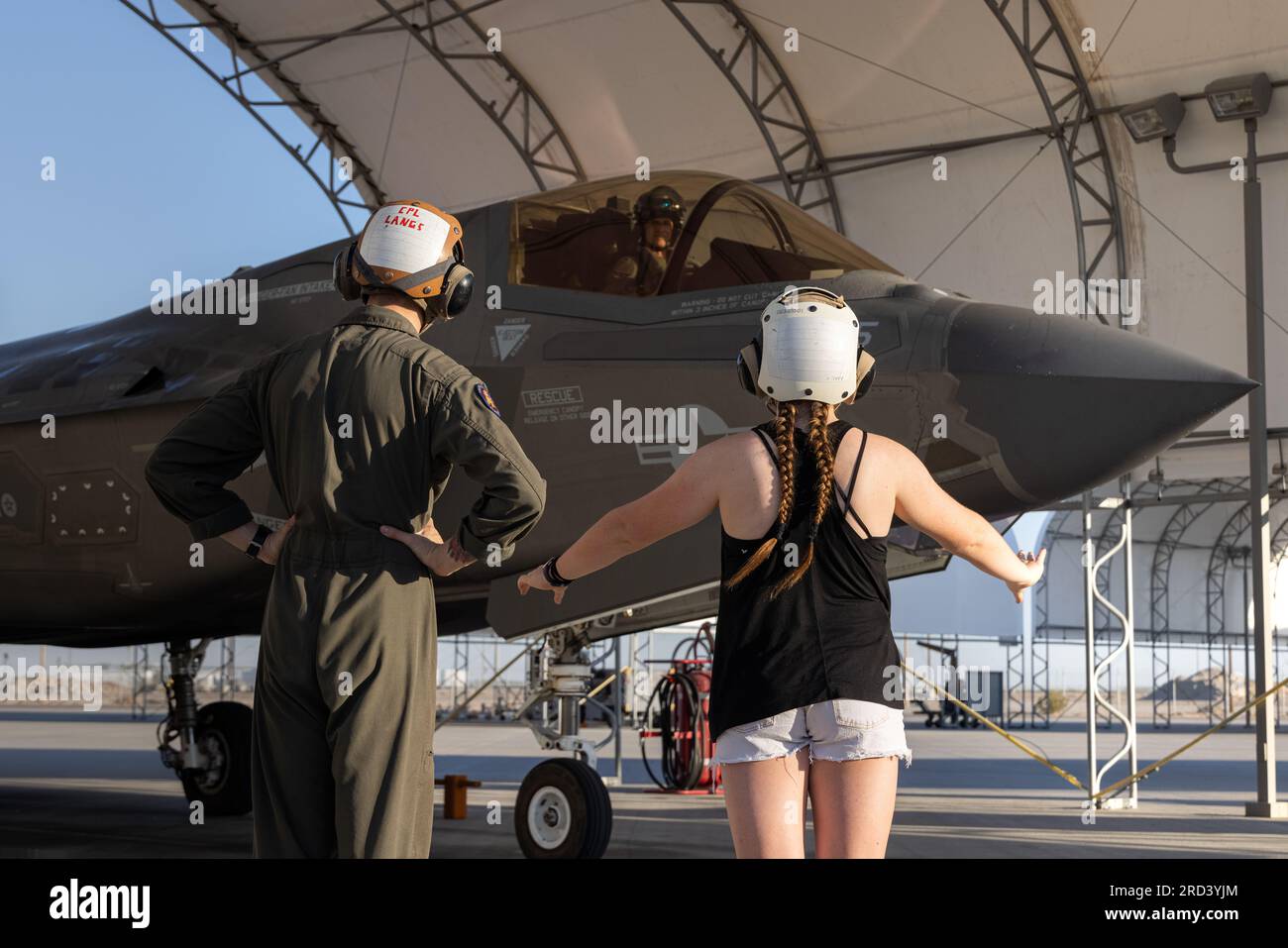 U.S. Marine Corps Col. Chad A. Vaughn, commanding officer, Marine Aircraft Group 13, parks an F ...