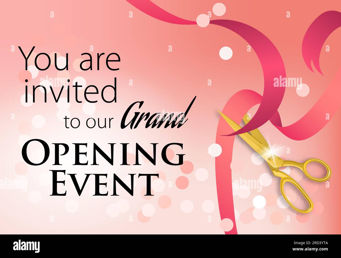 Grand opening event lettering with scissors cutting ribbon Stock Vector ...