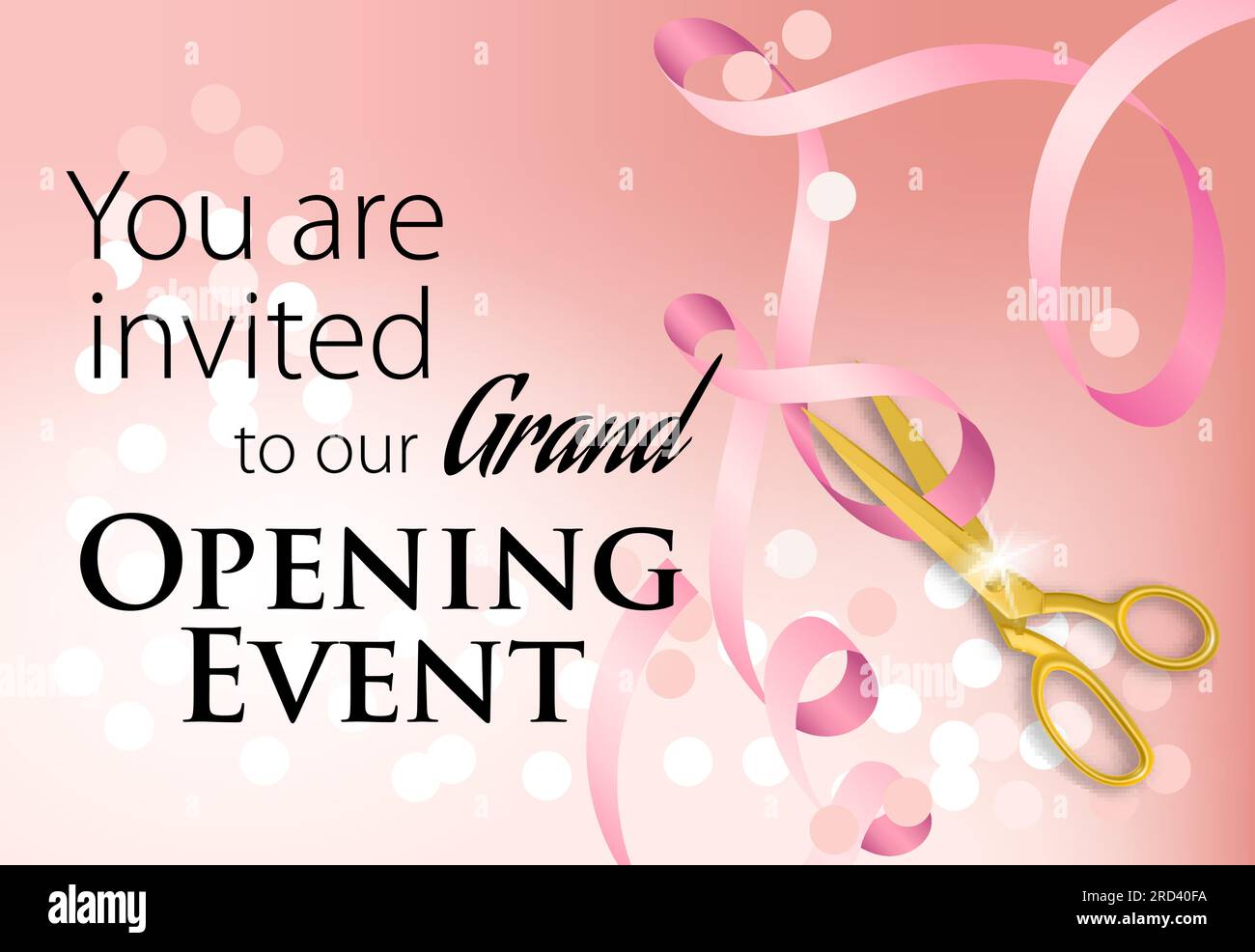You are invited to our grand opening event lettering with ribbon Stock ...