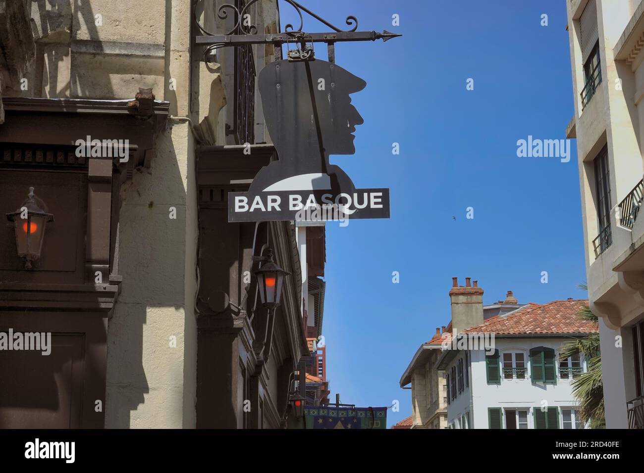 Biarritz, France, July, 2023 The iconic Bar Basque on the the Rue du ...
