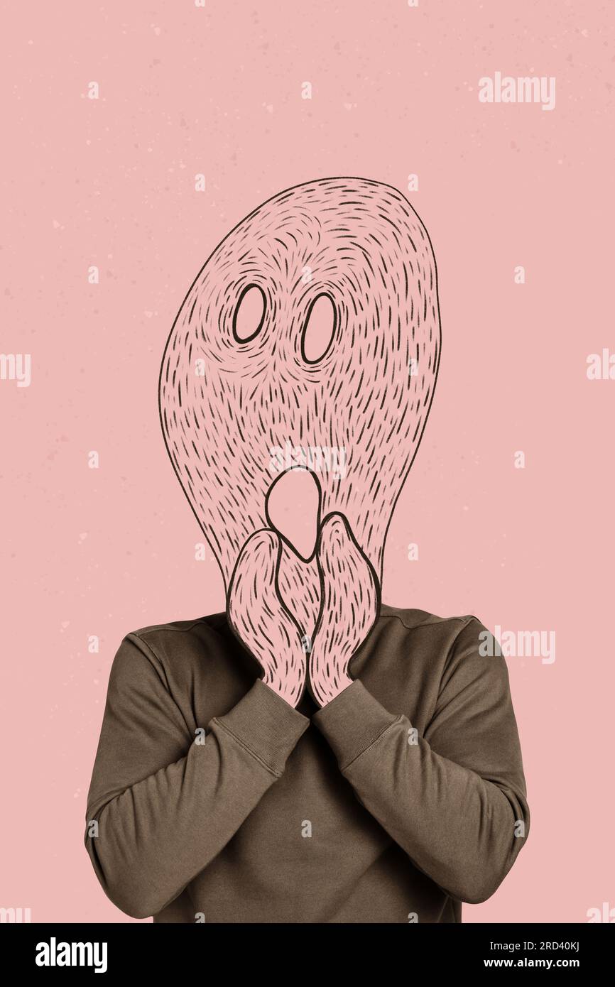 Freak impressionism picture artwork collage of headless man genius ...