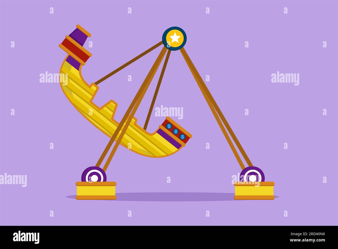 Cartoon flat style drawing colorful large swing boat in an amusement ...