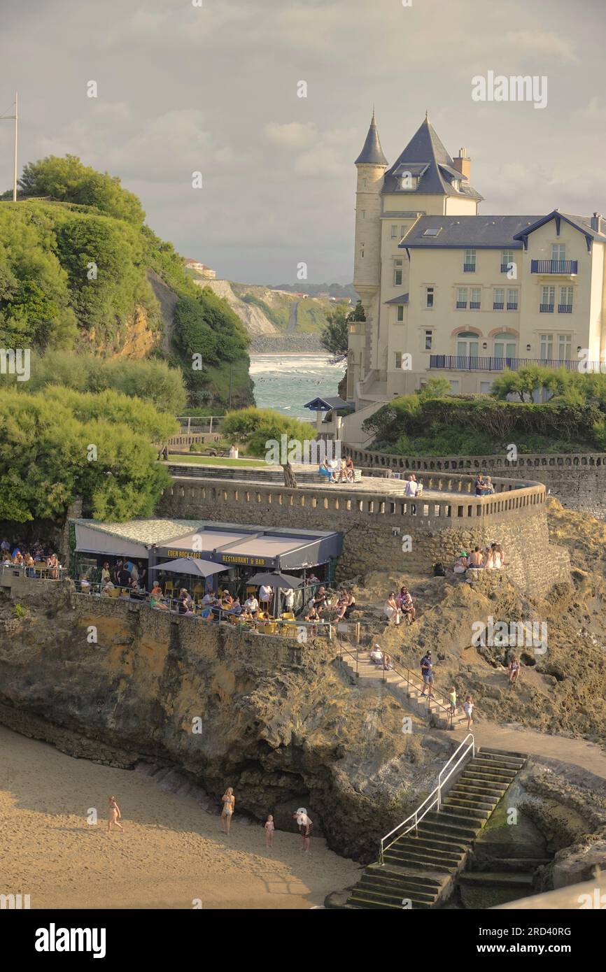 Biarritz, France, July, 2023 The Eden Rock bar and restaurant fronts ...